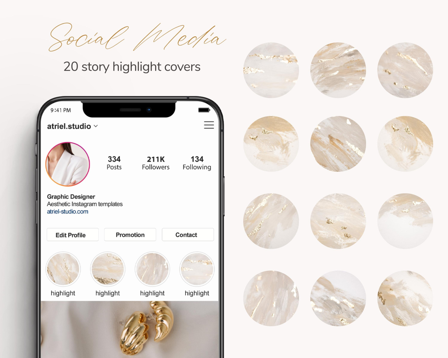 Gold Instagram Highlight Covers - Atriel