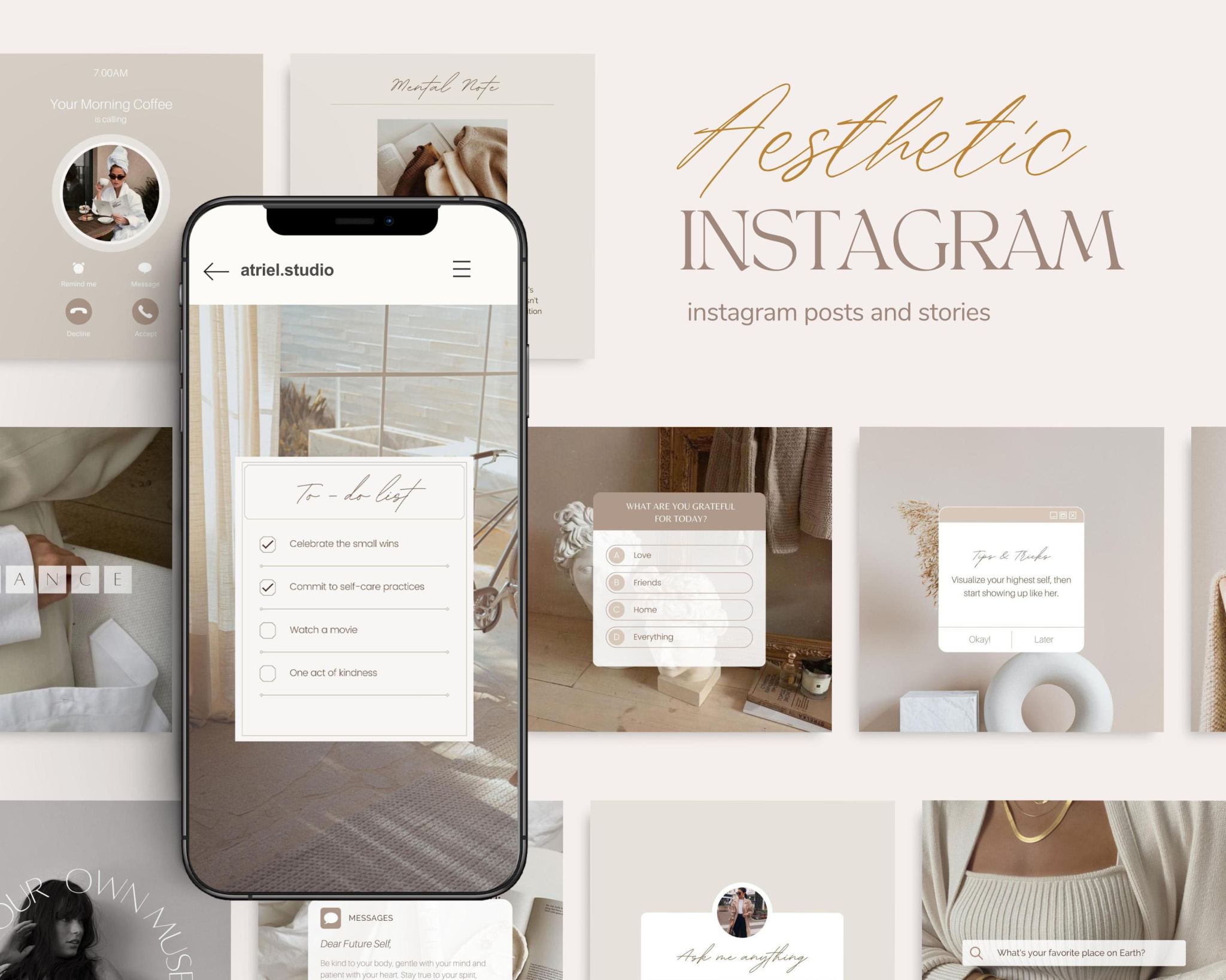 Neutral Aesthetic Instagram Templates - Atriel