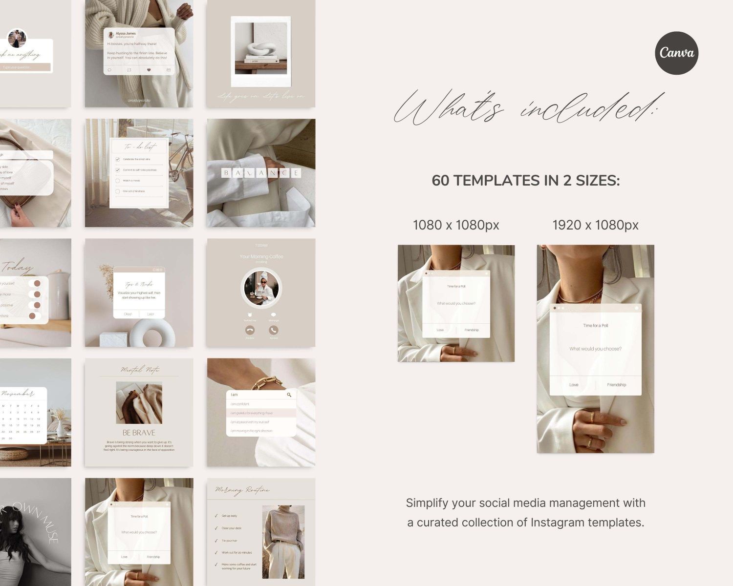 Neutral Aesthetic Instagram Templates - Atriel