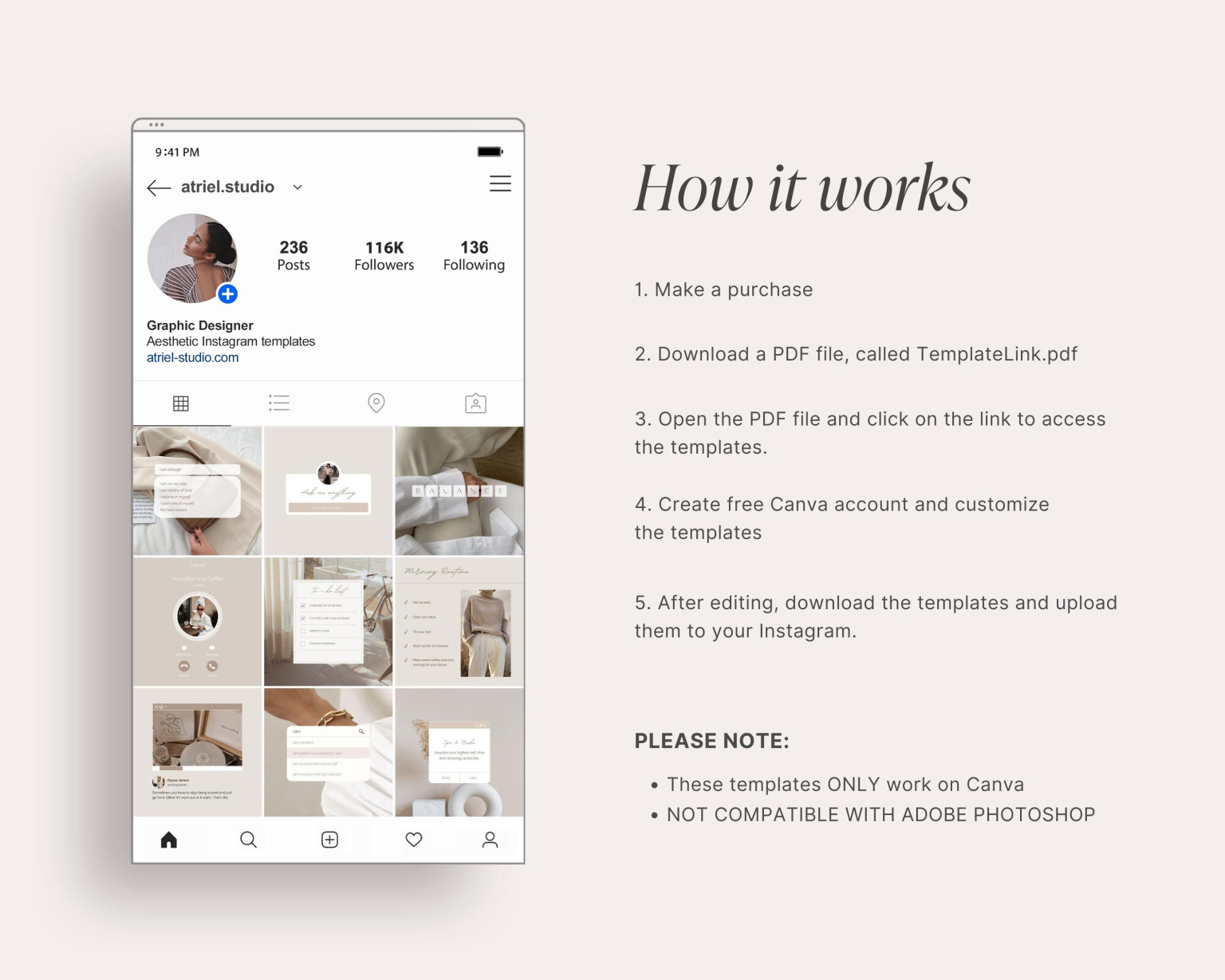 Neutral Aesthetic Instagram Templates - Atriel