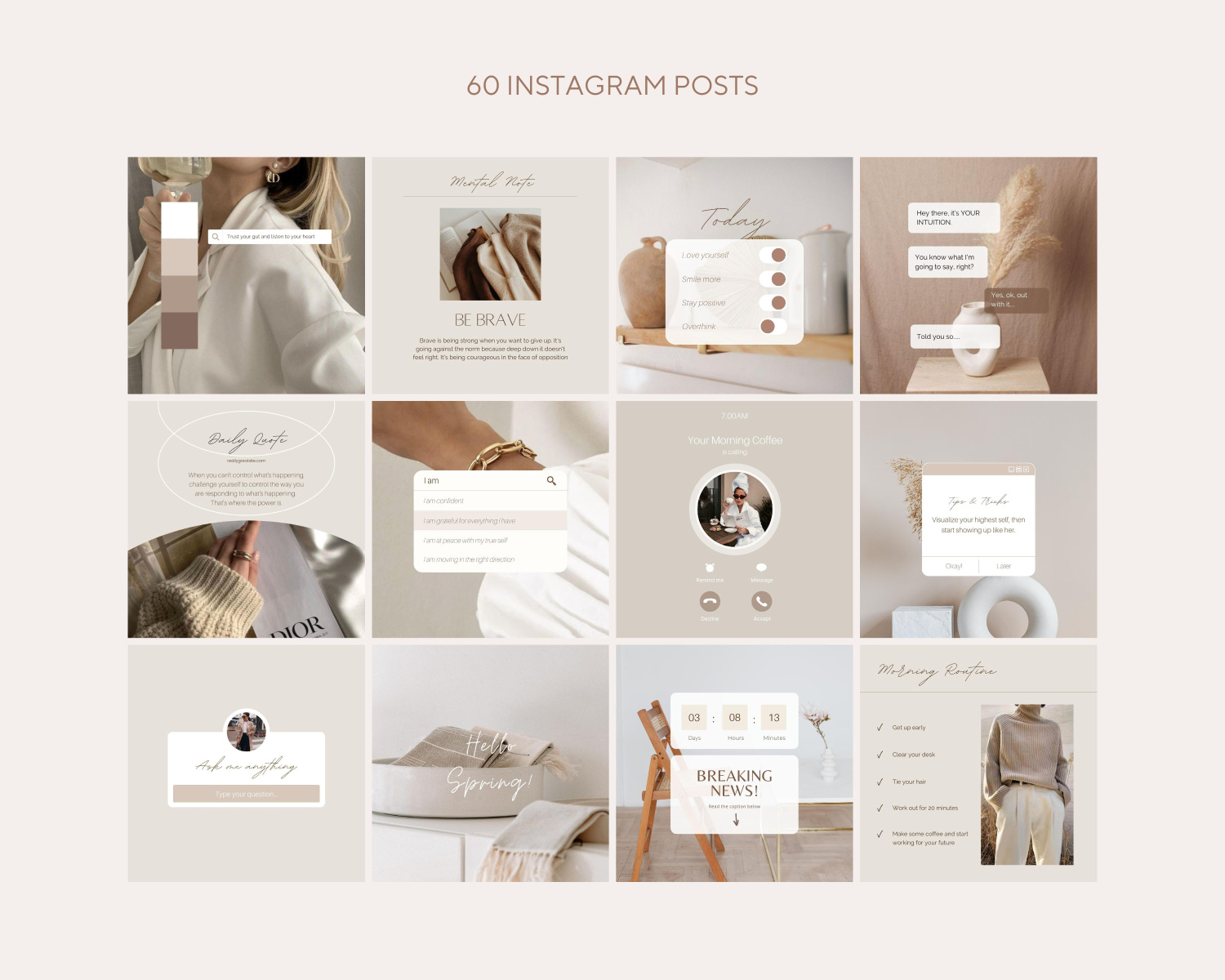 Neutral Aesthetic Instagram Templates - Atriel